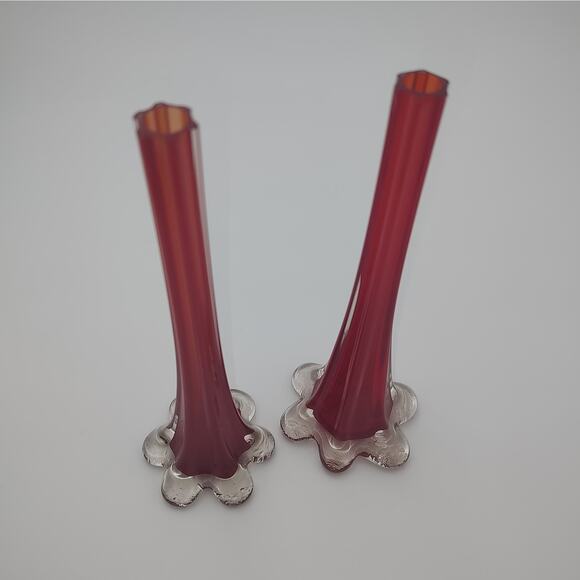 No Brand | Accents | Art Glass Elephant Foot Bud Column Vase Ruby Red ...
